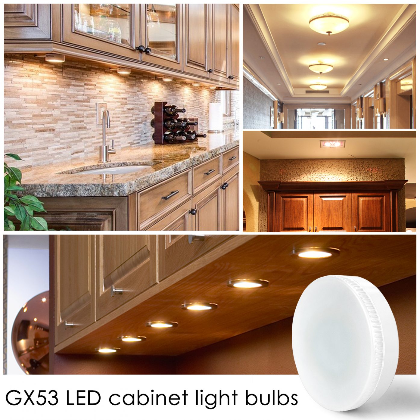 Litevance 4 Pcs LED GX53, 7W, 560lm, Warm White 3000K, Under Cabinet ...