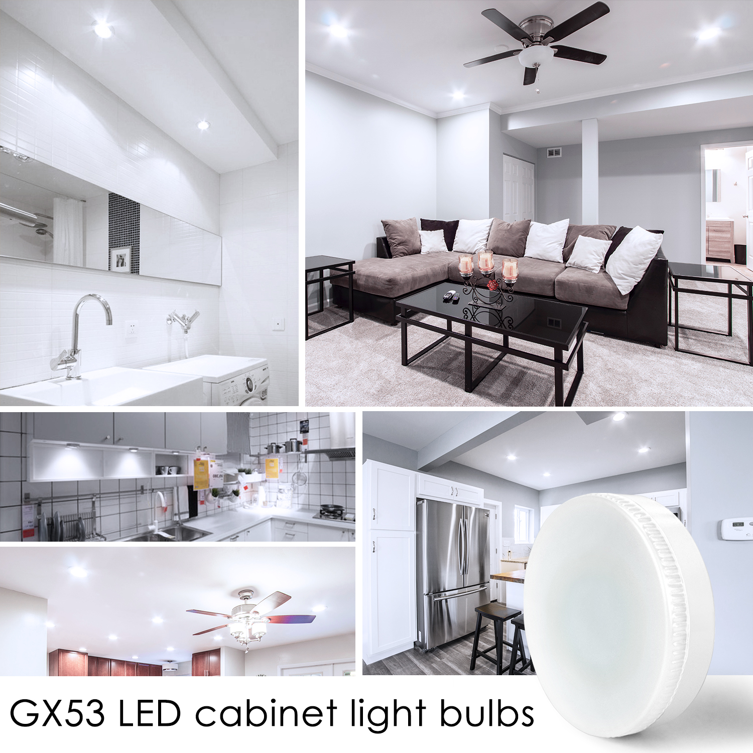 Litevance GX53 LED Light Bulb, 7W Daylight White 6000K Replacement ...