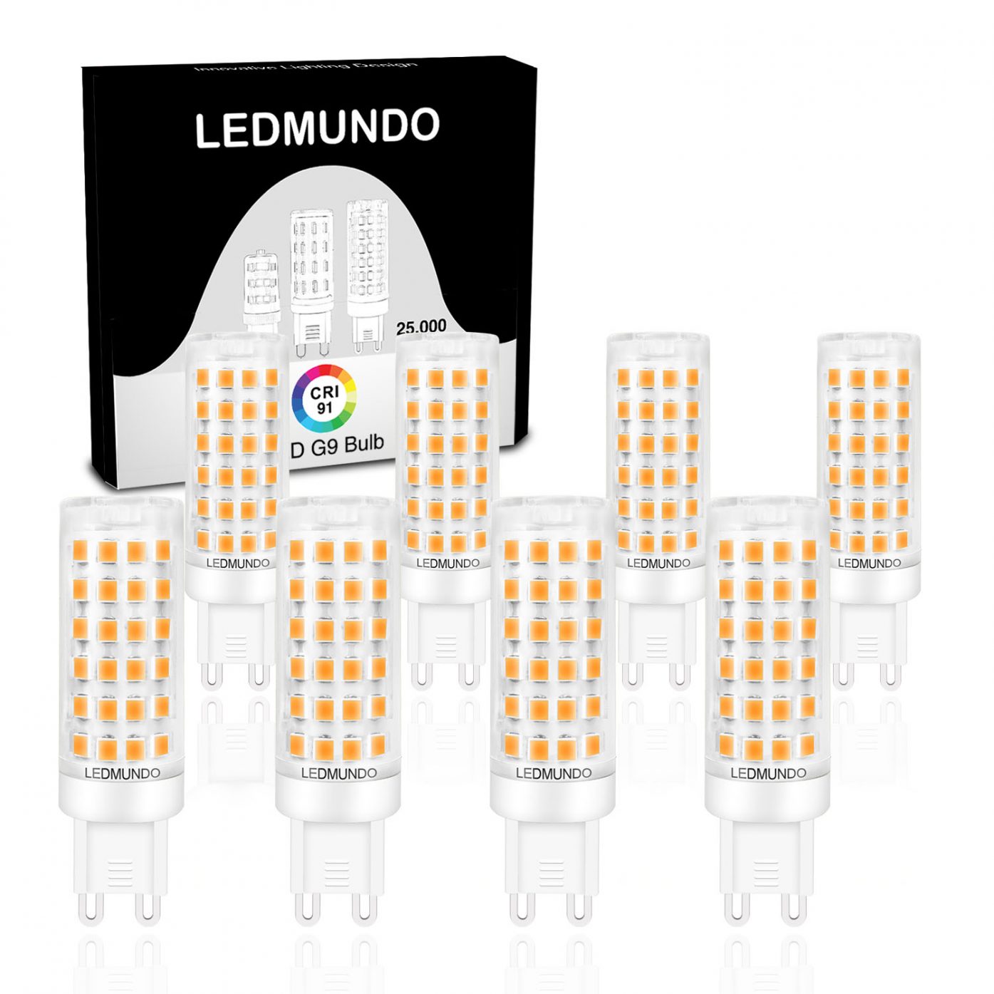Dimmable 5.5W G9 LED Bulb – 91 Ra, no Flickering, High CRI 8 Pack, 60 ...