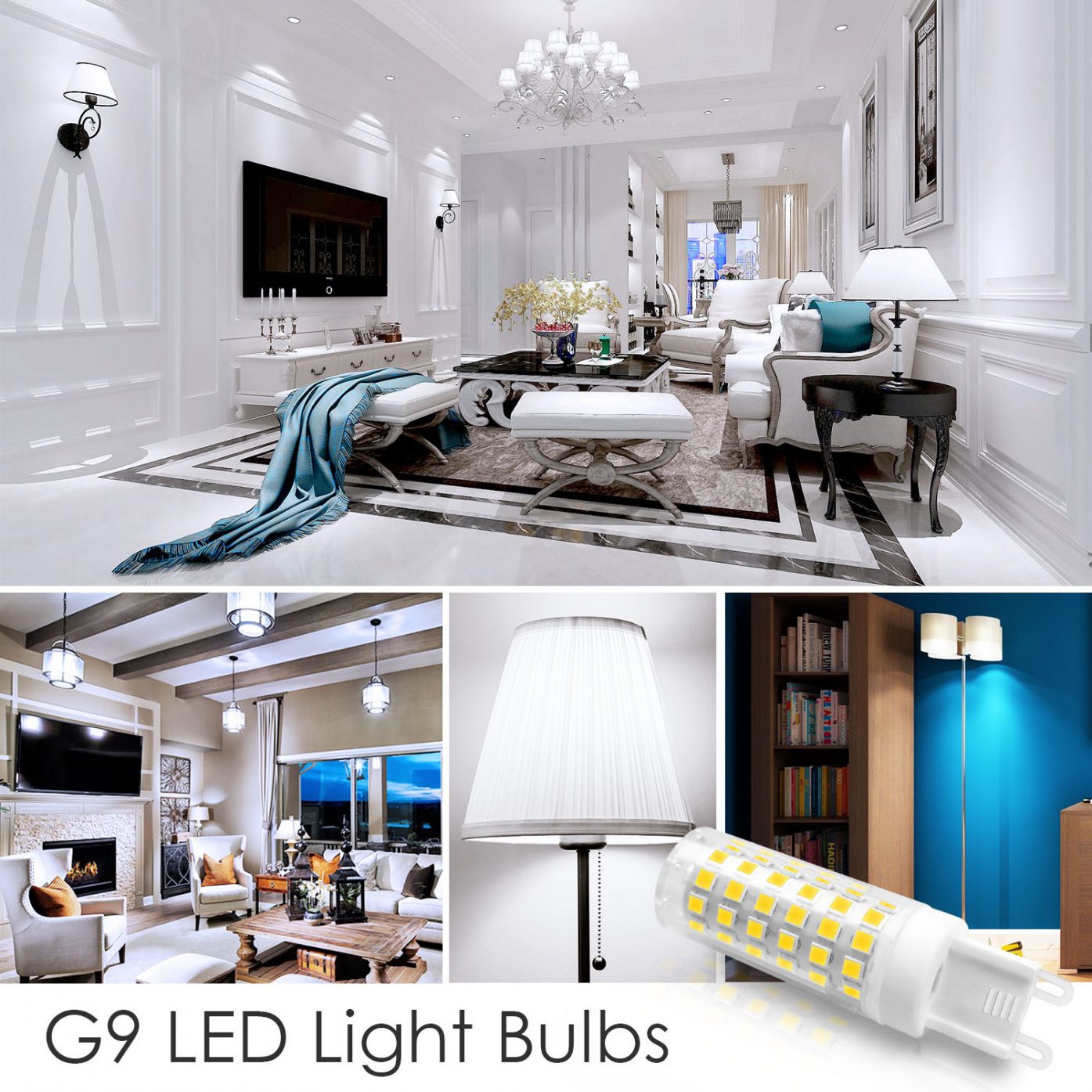 High CRI G9 LED Light Bulbs – 8 Pack, Flicker-Free Fully Dimmable 5.5W ...