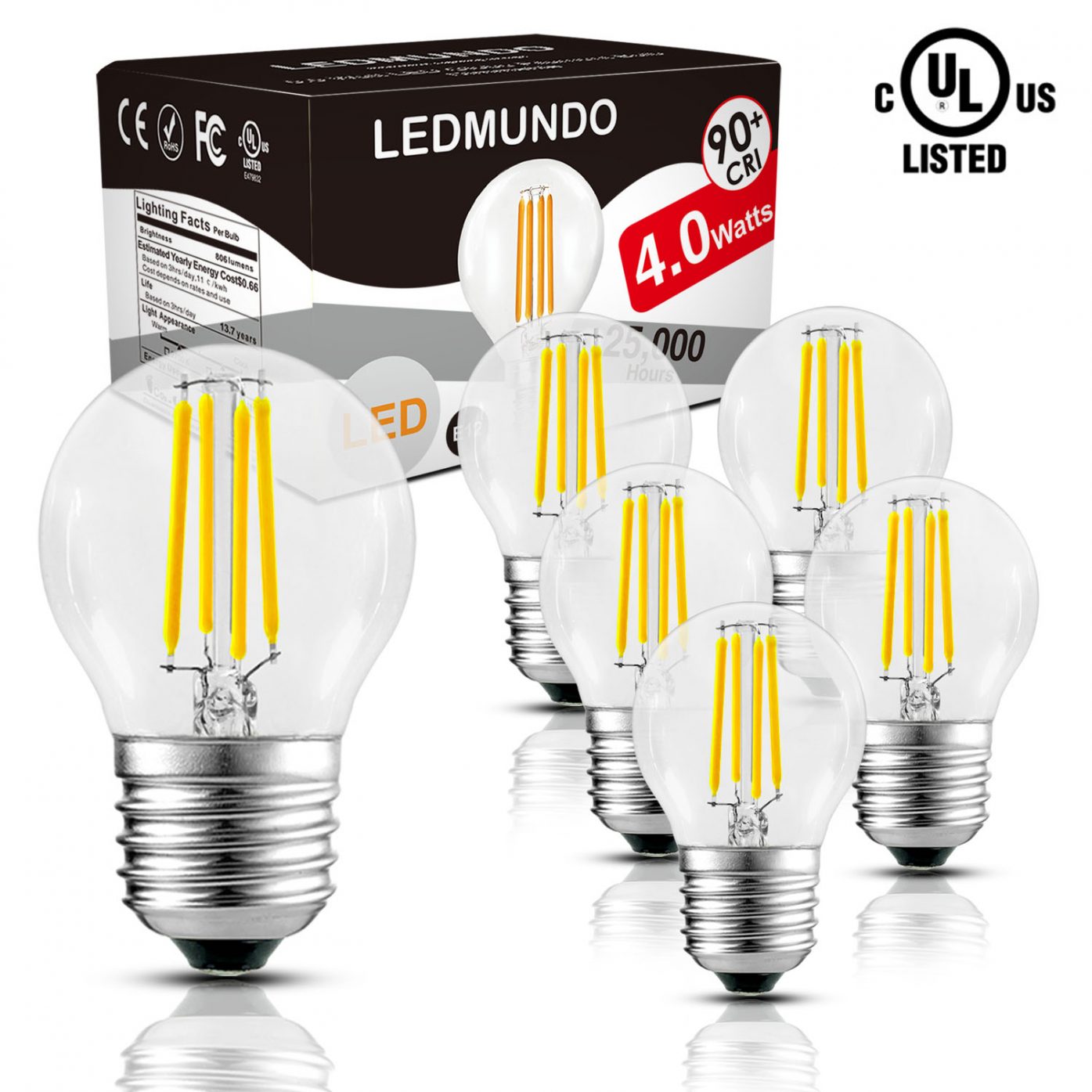 4W LED Globe Bulb – Natural Daylight White 4000K, Fully Dimmable, 90+Ra ...